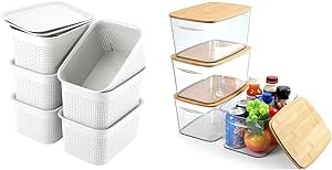 Amazon.com - AREYZIN Set of 6 Lidded Plastic Storage Baskets + 6 Pack ...