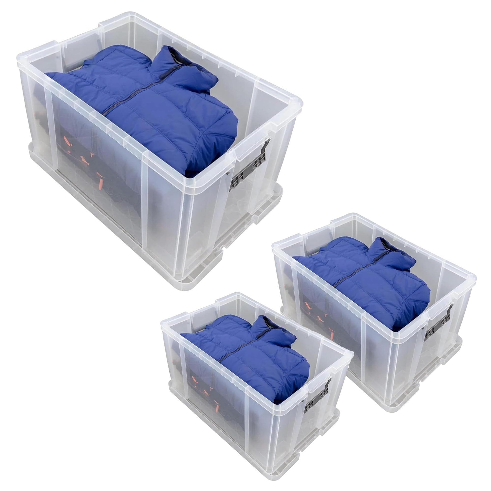 Large Plastic Storage Boxes Strong Reinforced Base Clear Plastic ...