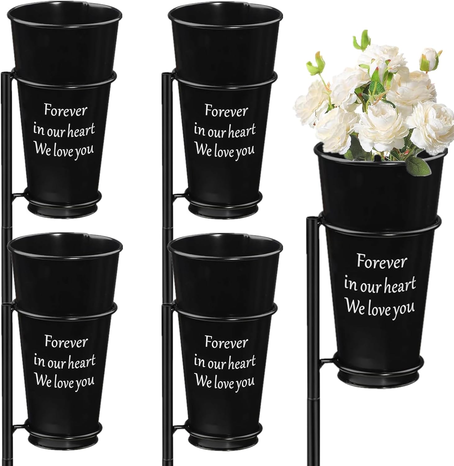 Amazon.com: 4 Pack Metal Cemetery Vases Flower Holder with Spikes In ...