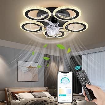 Ceiling Fan with Lights and Remote Control, FIMEI Modern Fashion Flush ...