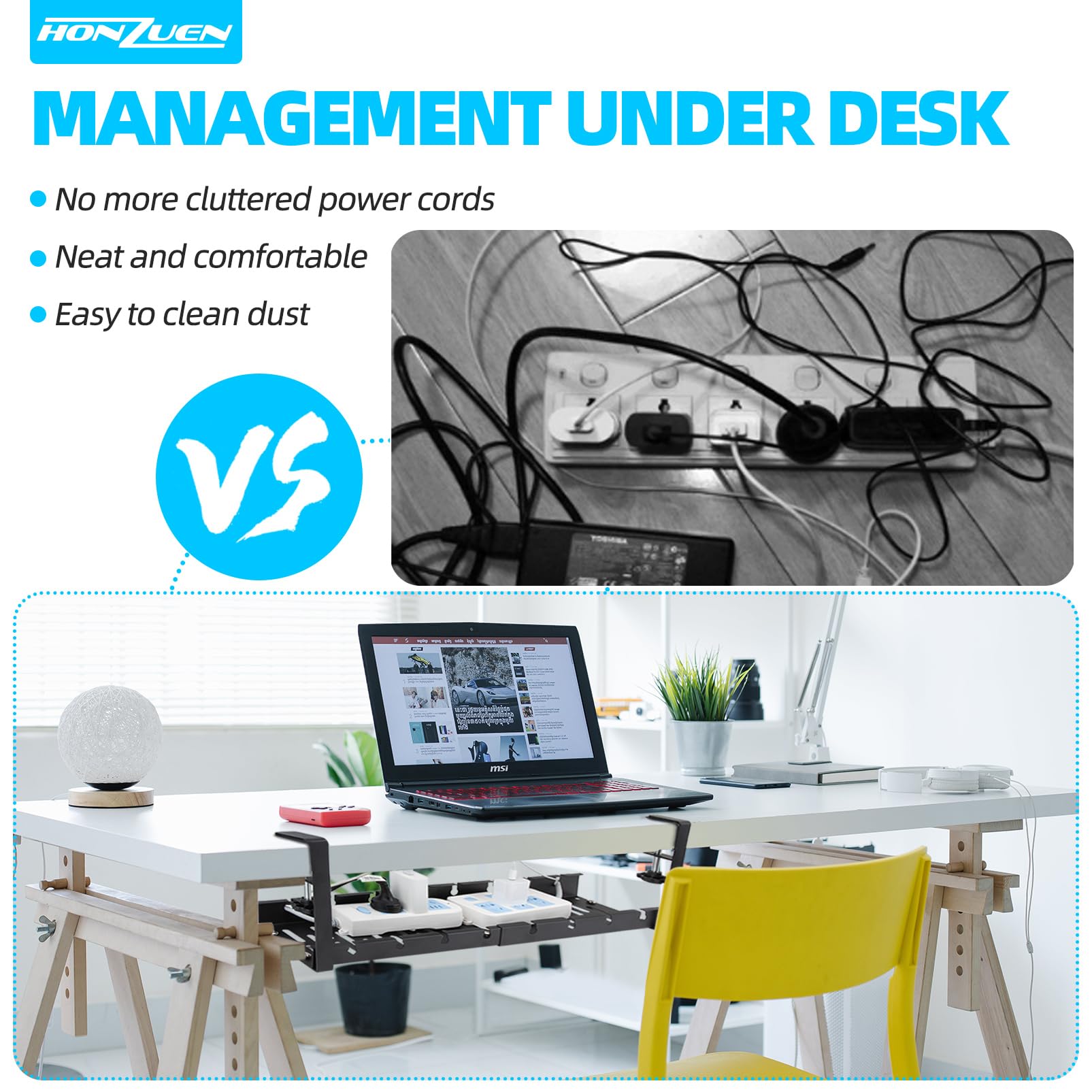 Honzuen Cable Management Under Desk 28 5 54cm Desk Cable Management