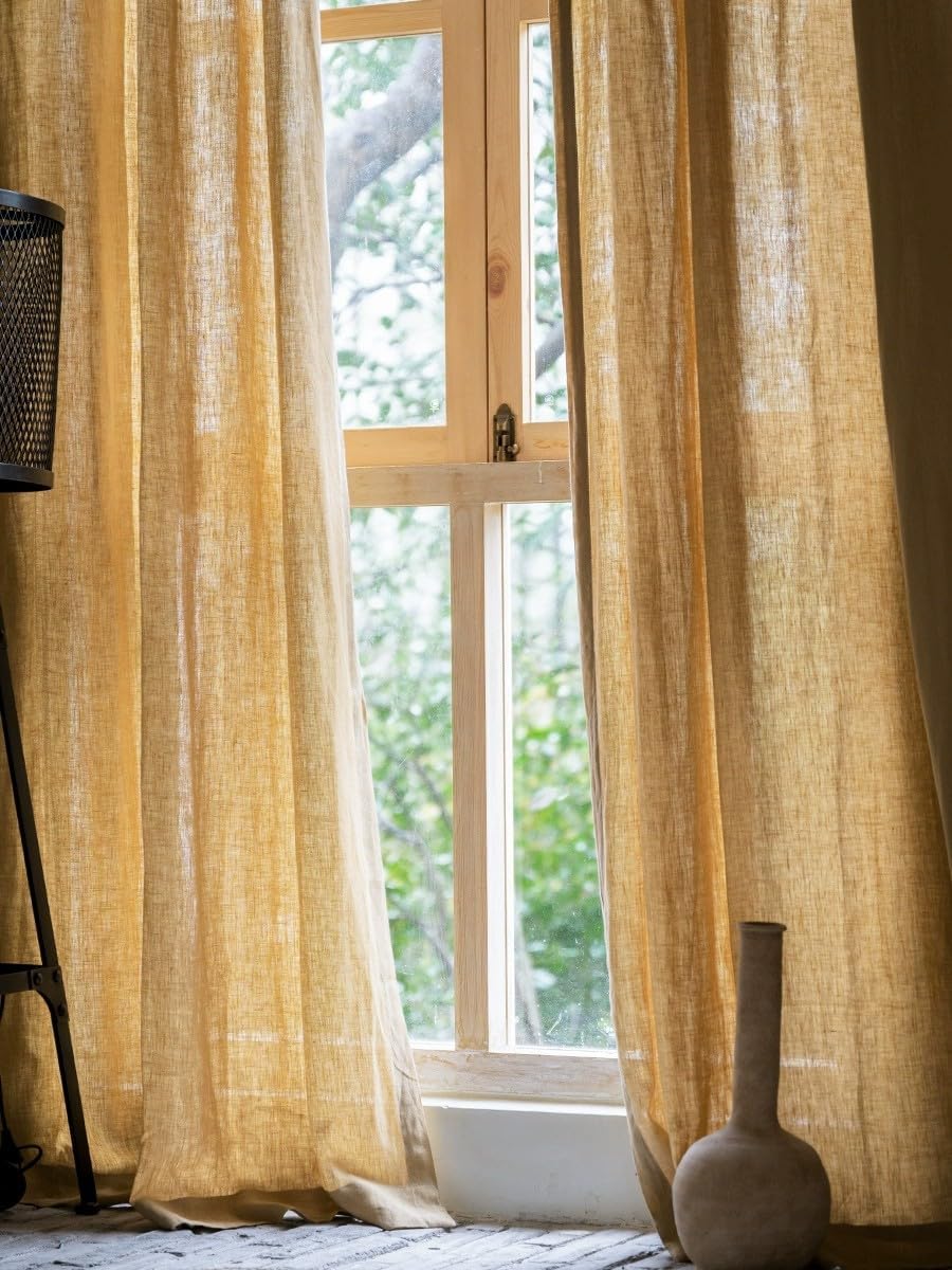 Amazon.com: 100% Natural Linen Curtains Inch Length for Living Room 1 ...