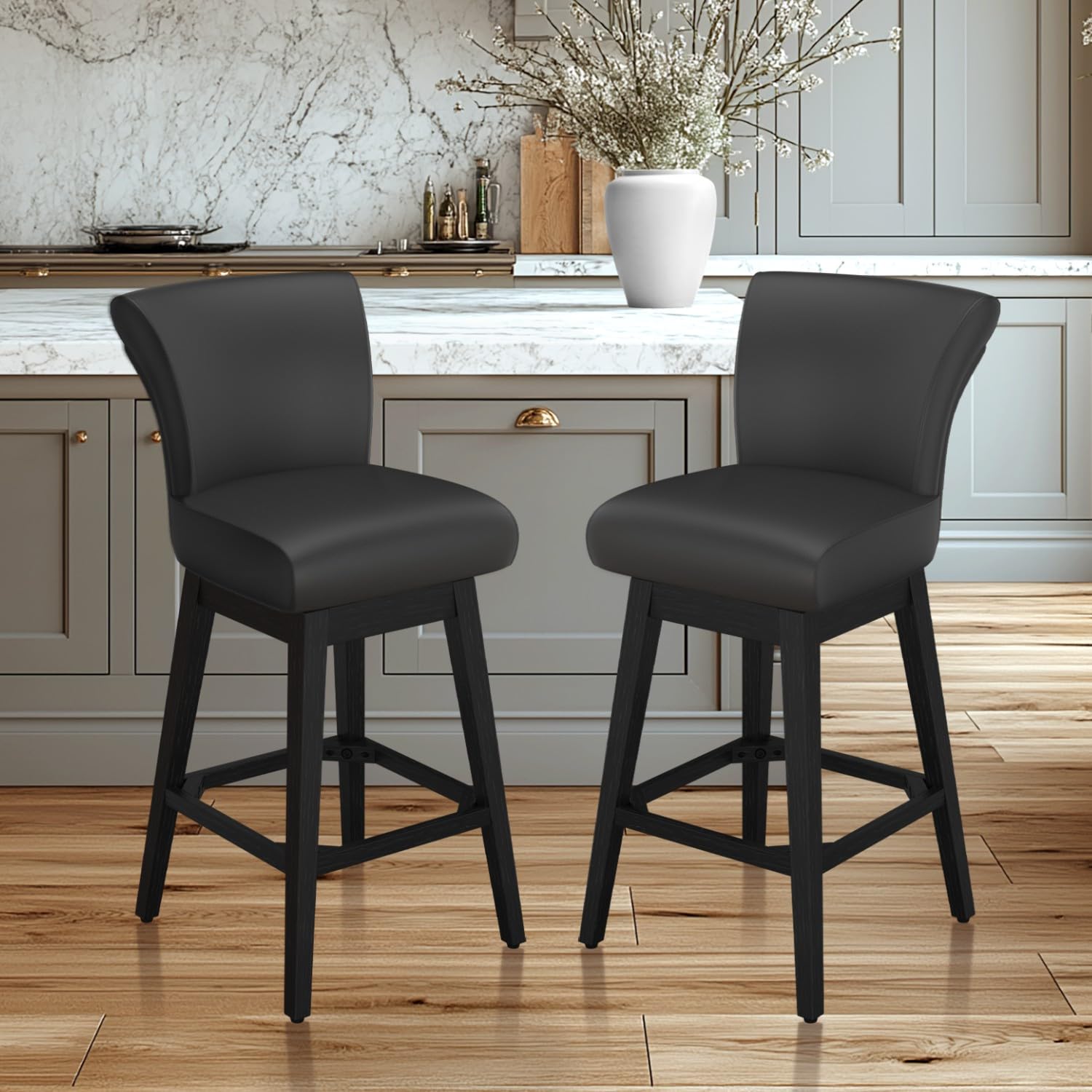 Amazon.com: MUUEGM Counter Height Bar Stools Set of 2，360° Swivel ...