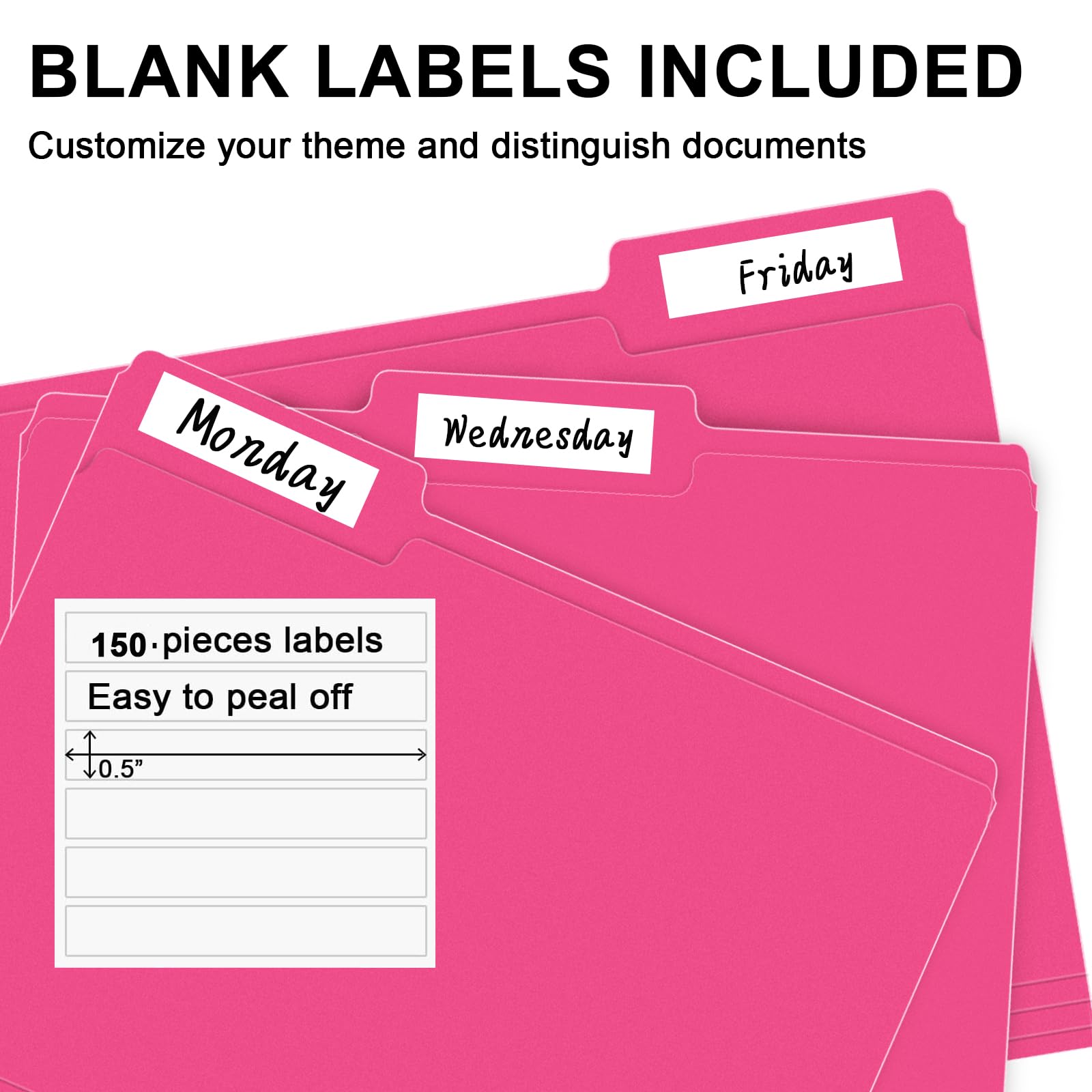 Snapklik.com : File Folder, RAZCC 150 Pack 1/3 Cut Tab File Folders ...