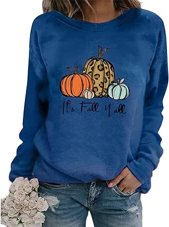 It's Fall Y'all Pumpkin Sweatshirts Women Button Up Hoodie Pullover ...