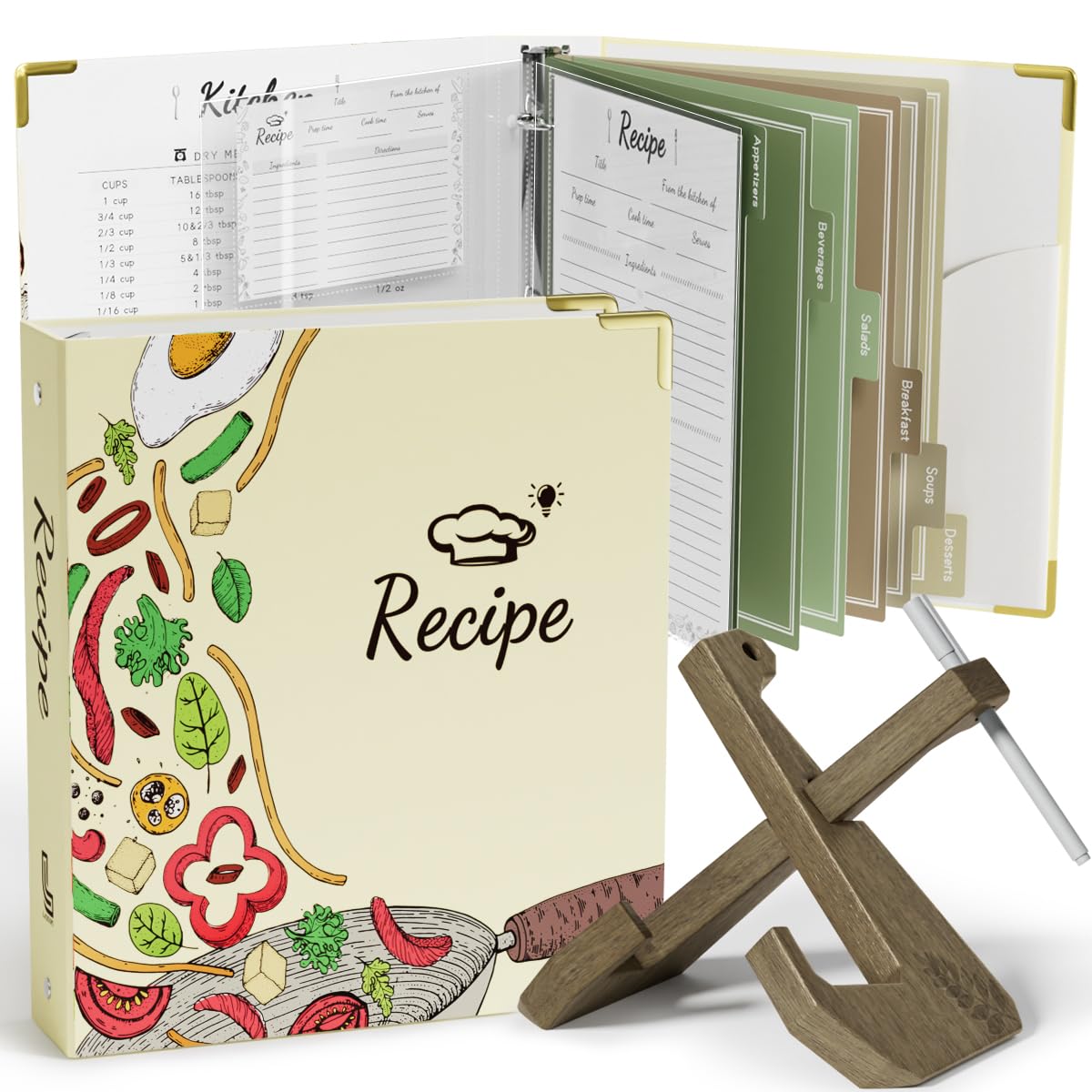 Amazon.com: Recipe Binder 8.5x11 with Cookbook Stand Set, Blank Recipe ...