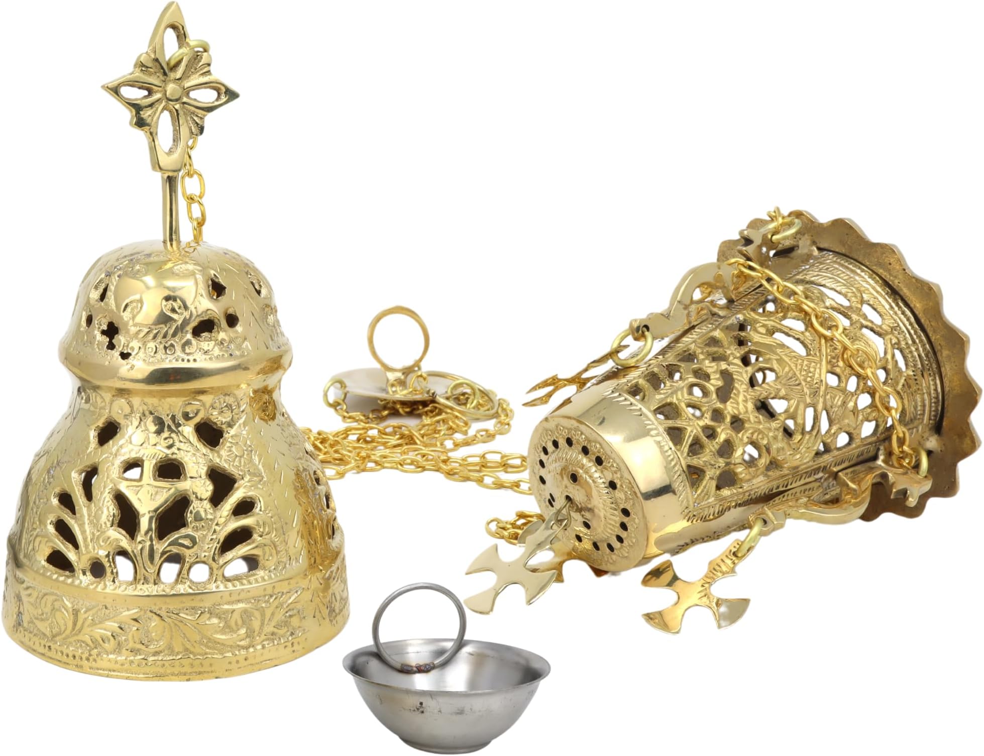 Amazon.com: Two Colored Brass Christian Church Thurible Incense Burner ...