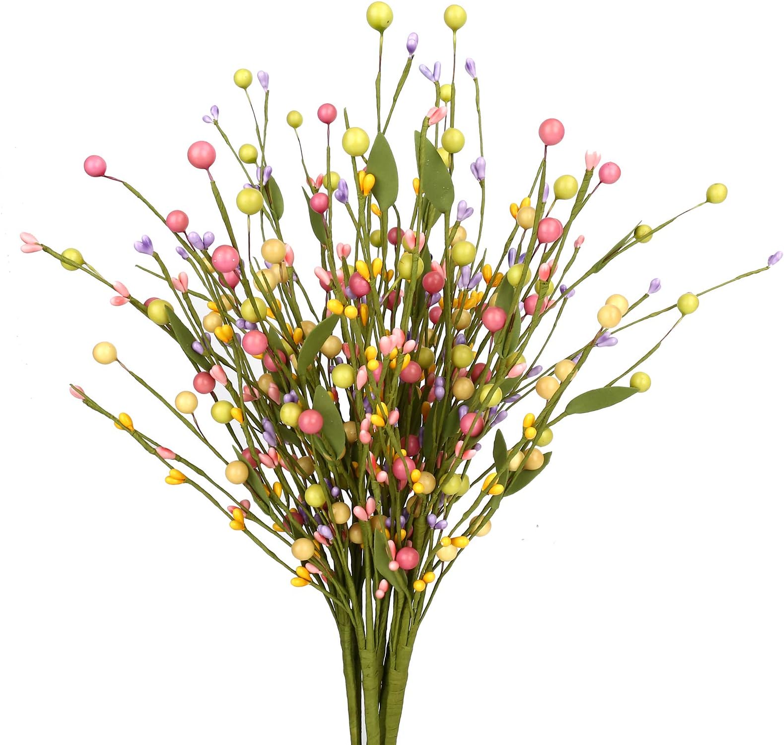 Amazon.com: Cindeer 12 Pcs Spring Berry Stems 15 Inch Artificial Pastel ...