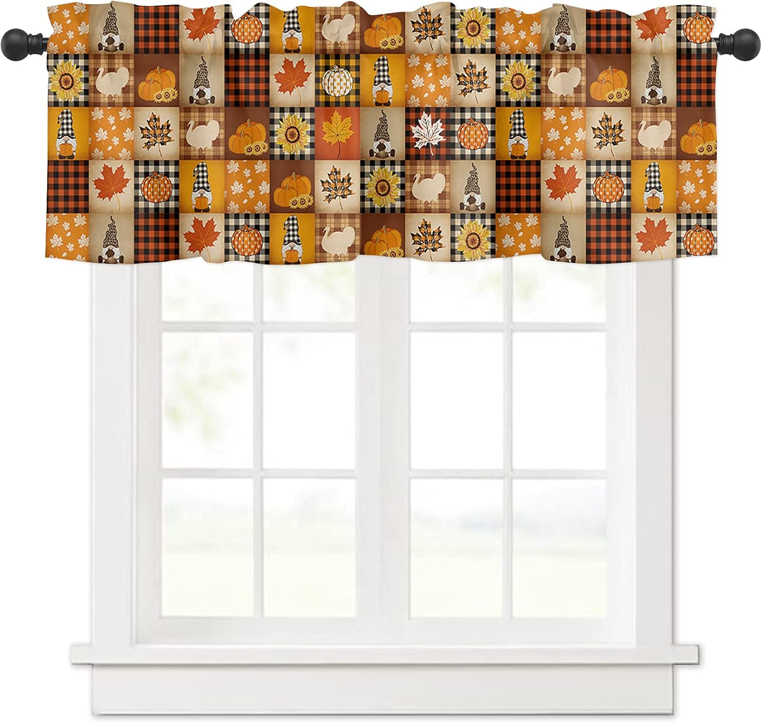 Amazon.com: Fall Valance Curtain for Kitchen,Thanksgiving Maple Leaf ...