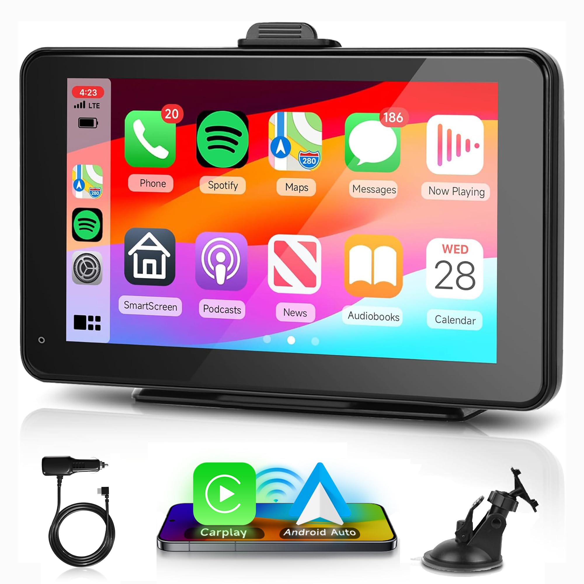 Amazon.com: Wireless CarPlay Screen for Car, Rimoody 7 inch HD IPS ...