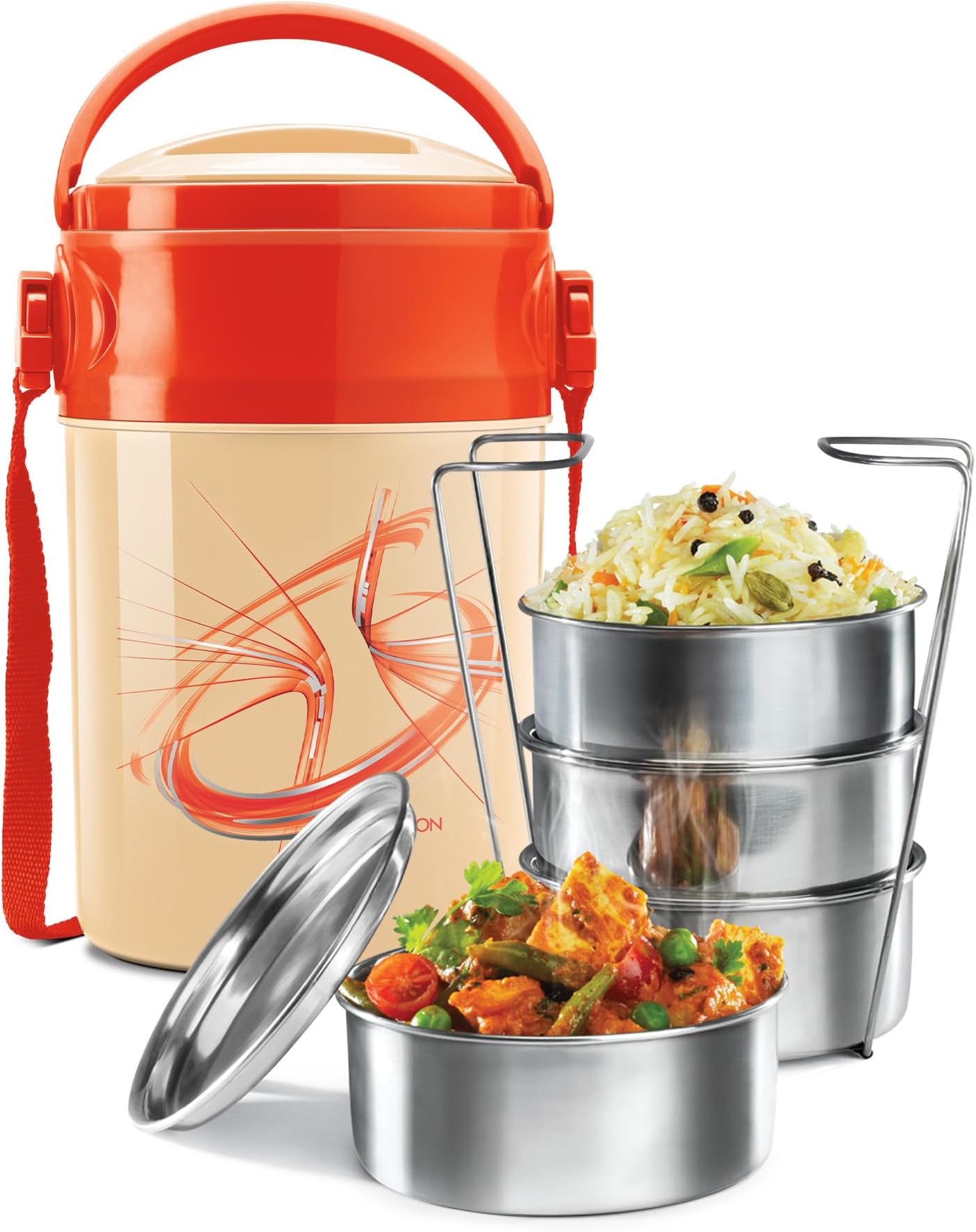 Buy MILTON Steel Classic 4 Tiffin with Lifter, 4 Container, 300 ml Each ...