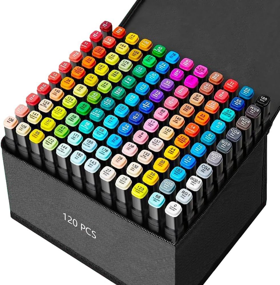 120 Colours Fine Dual Tips Art Markers, Alcohol Based Permanent ...