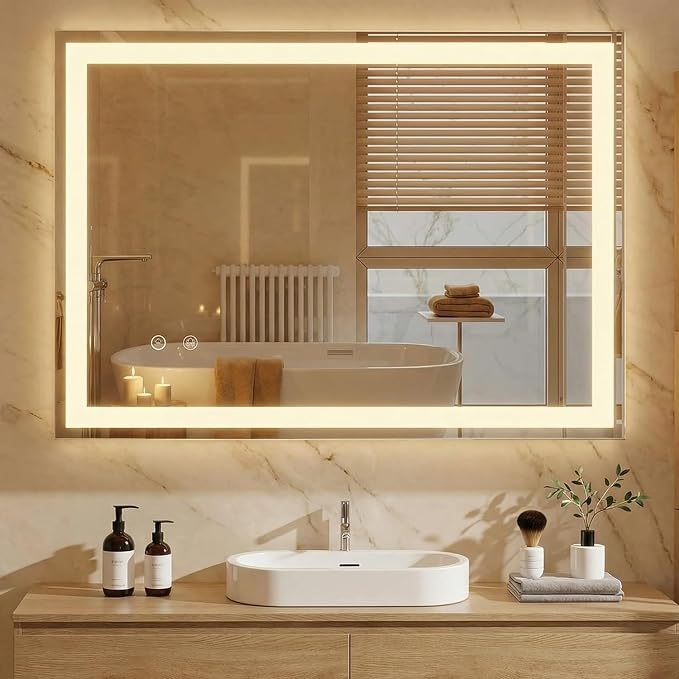 Clevich Bathroom Mirror with Lighting, 100 x 60cm/80 x 60cm/70 x 50cm ...
