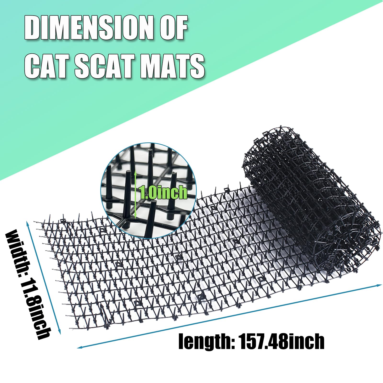 Garden Protection Mat Scat Mat For Cats 13ft | Plastic Spike Mat With ...
