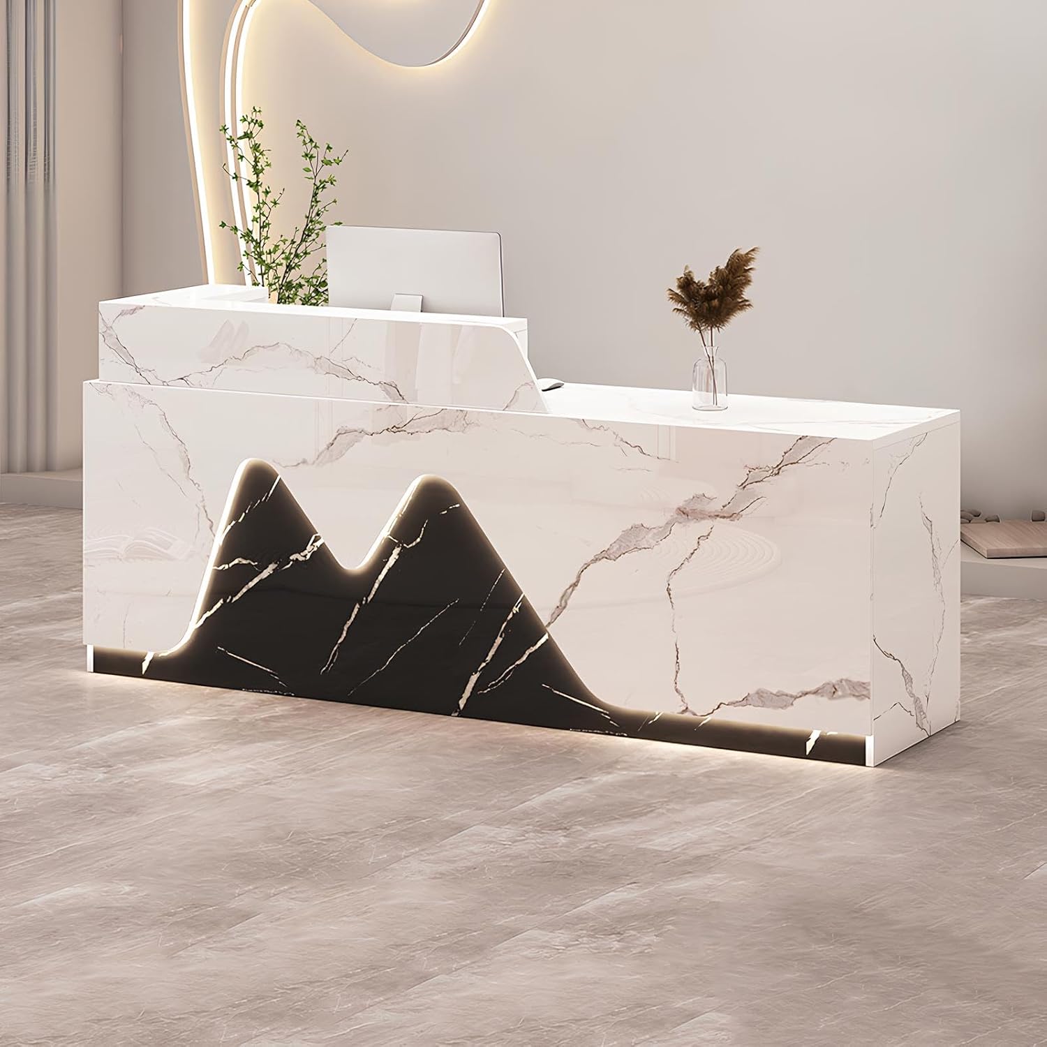 Amazon.com: Modern Wooden Reception Desk with Counter and Lockable ...