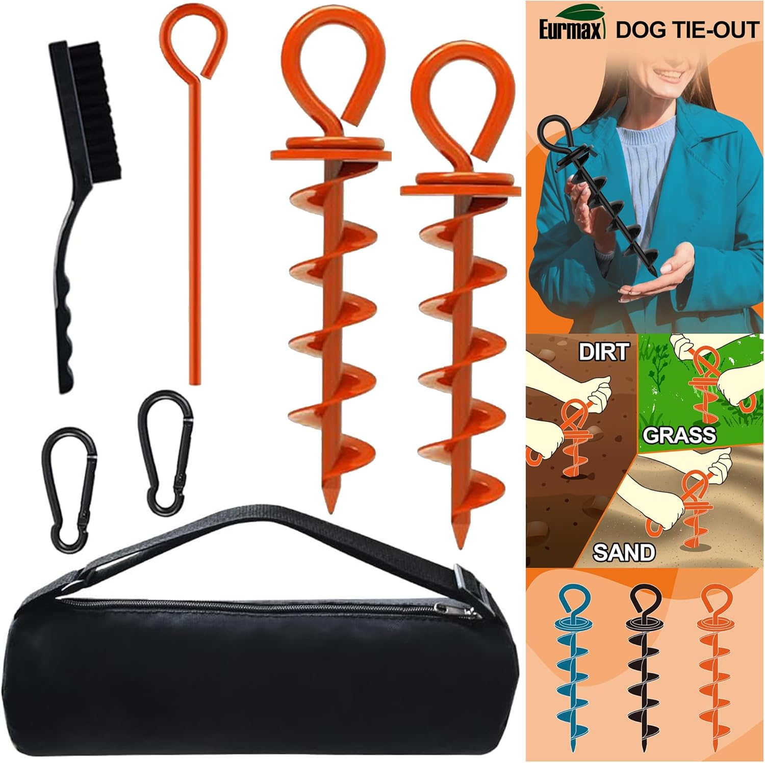 Amazon.com: Eurmax USA Heavy Duty Dog Tie Out Stake for Large Dogs up ...