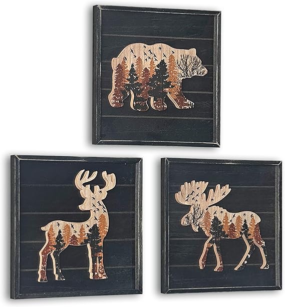 Amazon.com: WAIU Cabin Wall Decor, Deer Elk Bear Rustic Wooden Forest ...