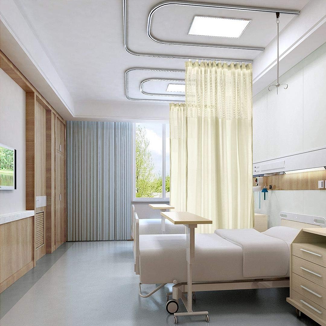 Amazon.com: SPKTCULR Beige Medical Curtains Privacy Cubicle Mesh Top ...