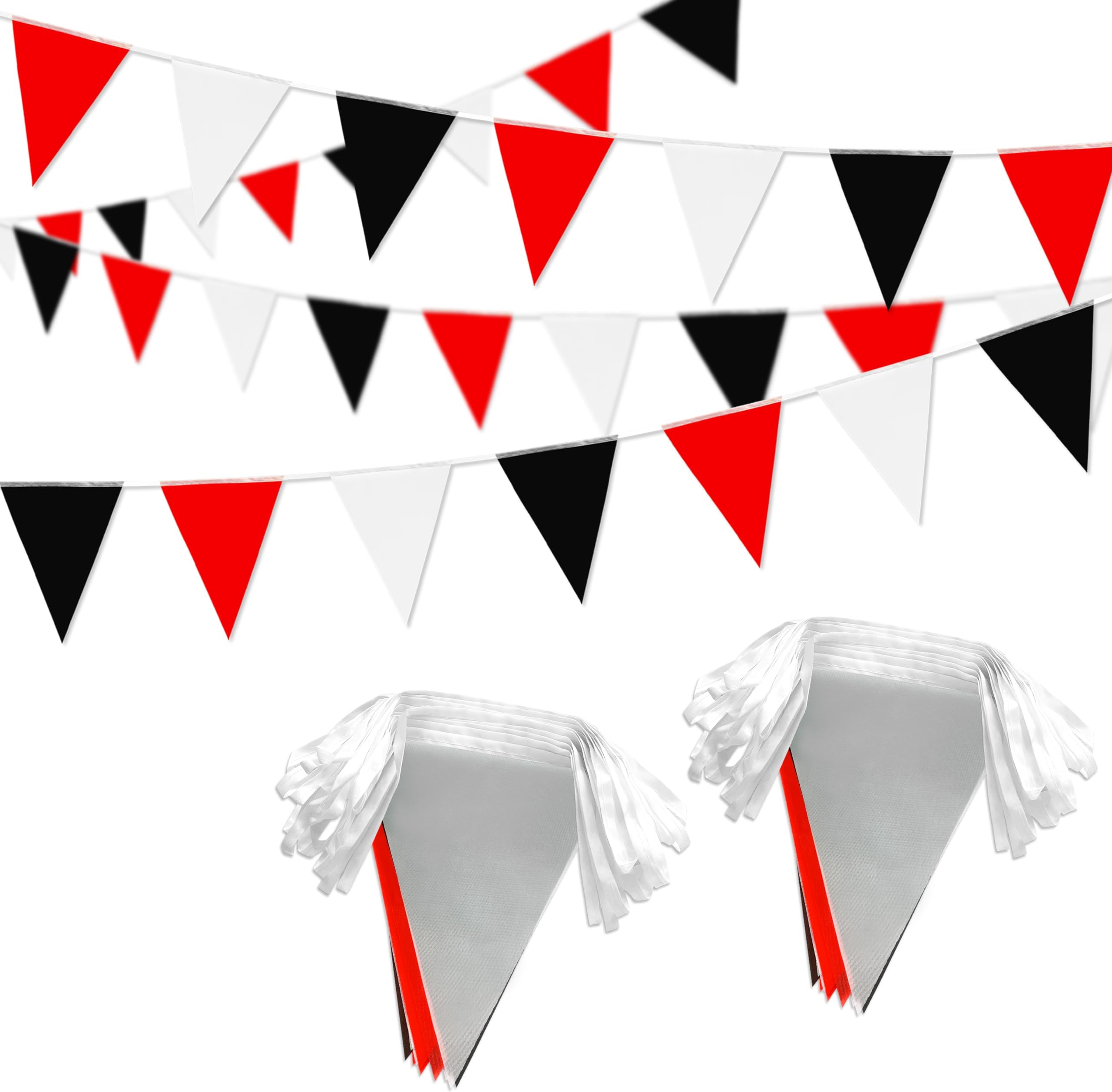 Amazon.com: LZXING 100 Feet Red Black White Pennant Banner Flags Party ...