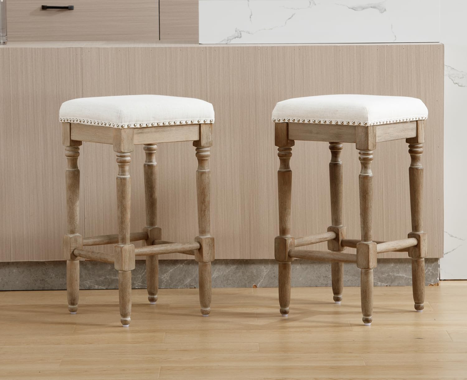 Amazon.com: Kmax 26" Linen Counter Height Bar Stools Set of 2 Saddle ...