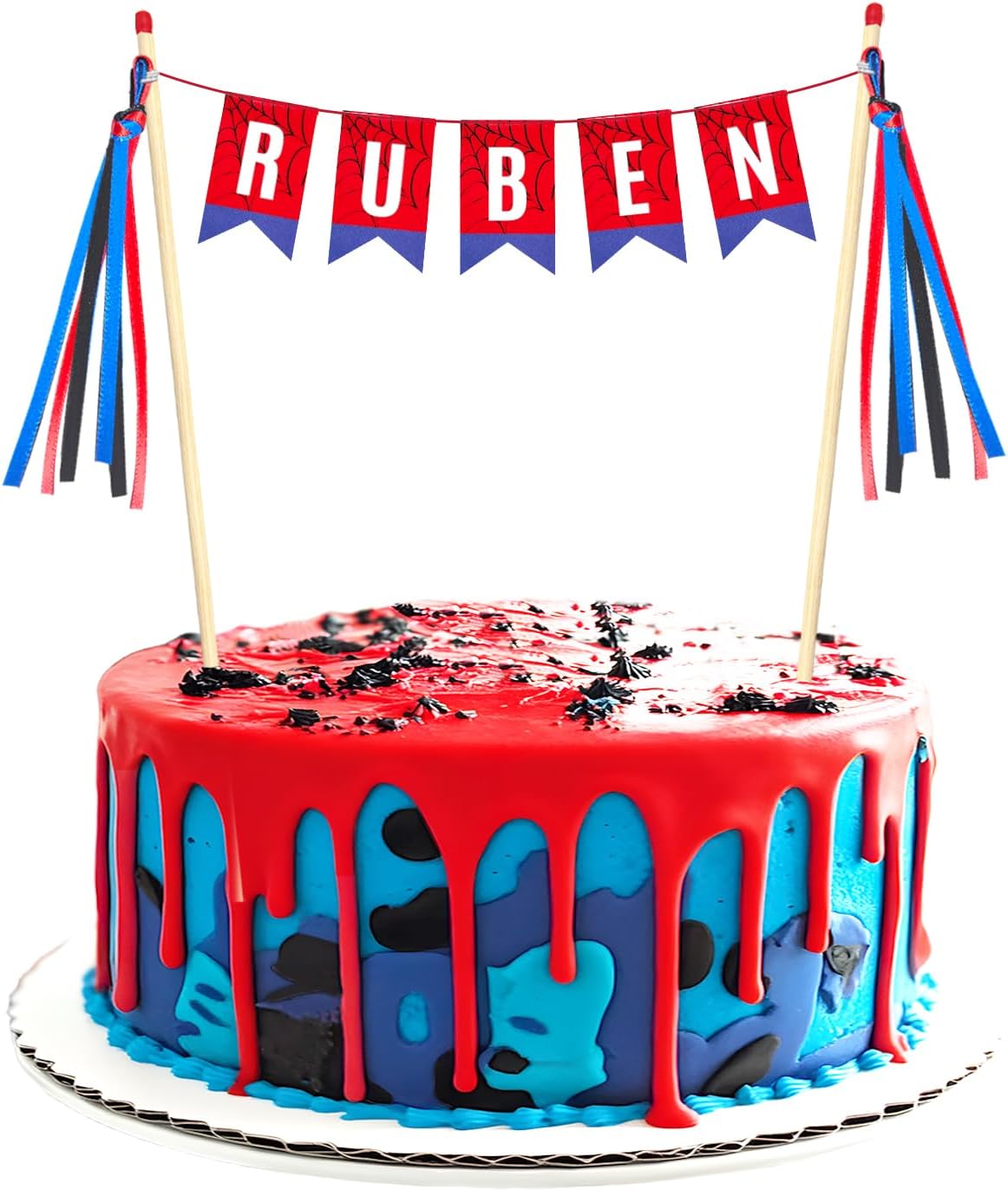 Amazon.com: Spider Cake Topper – Custom Name Birthday Banner for Kids ...
