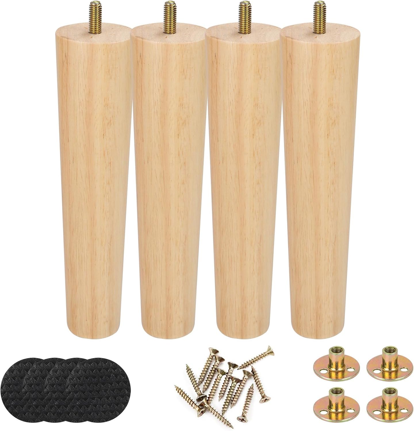 VIDETOL 4 Pcs 20cm Wooden Furniture Legs, Natural Solid Wood Sofa Legs ...