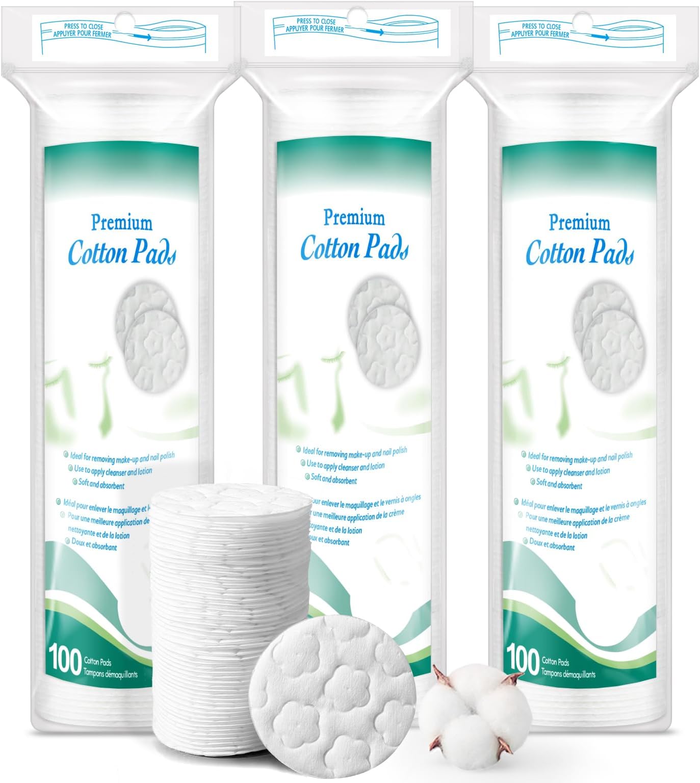 Amazon.com: 300PCS Cotton Rounds - Cotton Pads Face Pads Makeup Remover ...