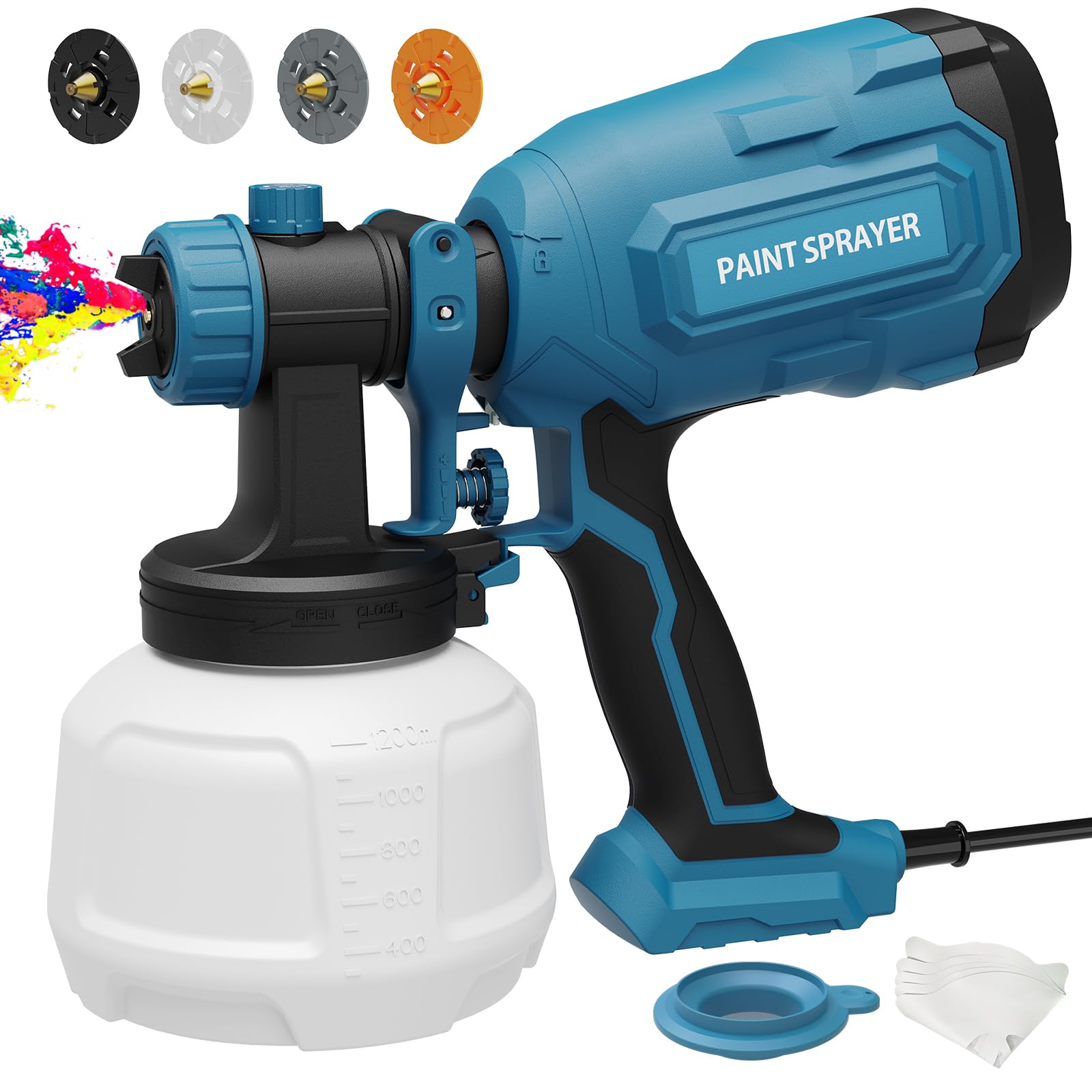 Paint Sprayer, 700W HVLP Spray Gun with 4 Nozzles & 3 Patterns, Paint ...