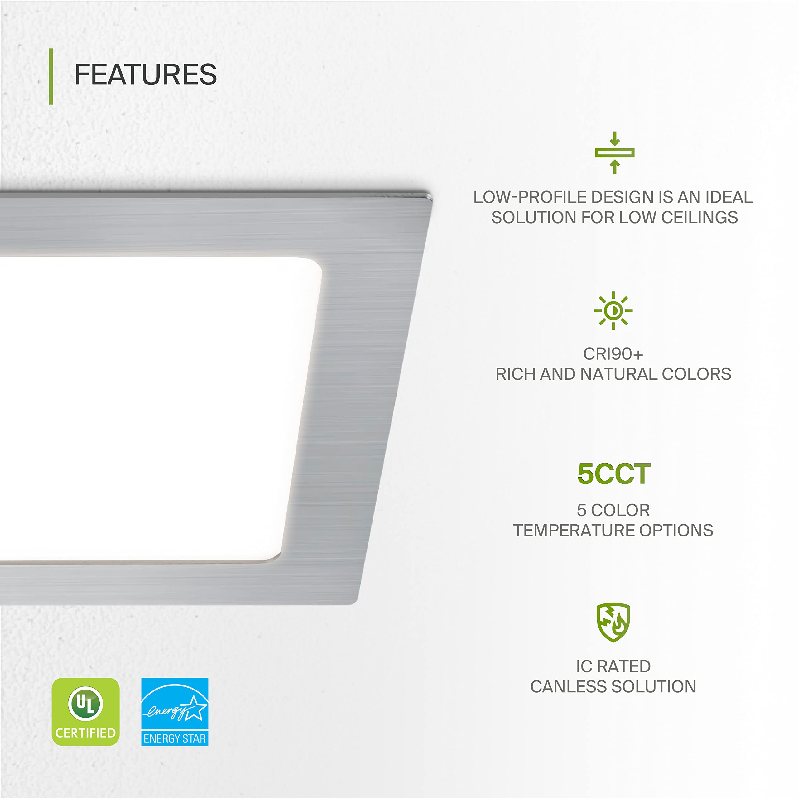 Snapklik.com : ASD 6 Pack LED Square Recessed Lighting 6 Inch, 5 CCT ...