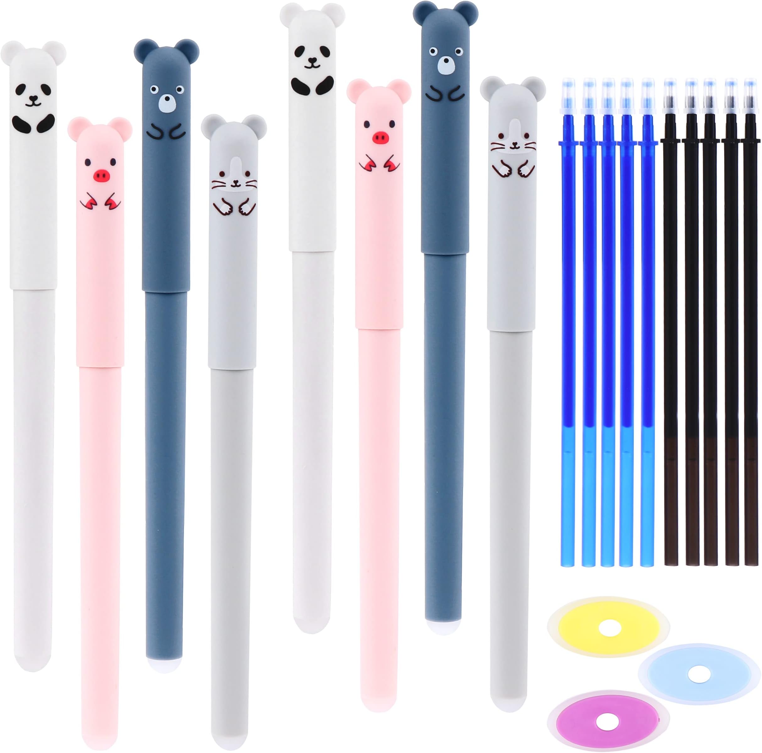 8 Pcs Bleu Stylo Kawaii Cute 0,35 mm Stylo Effaçable Avec 40 Pcs ...