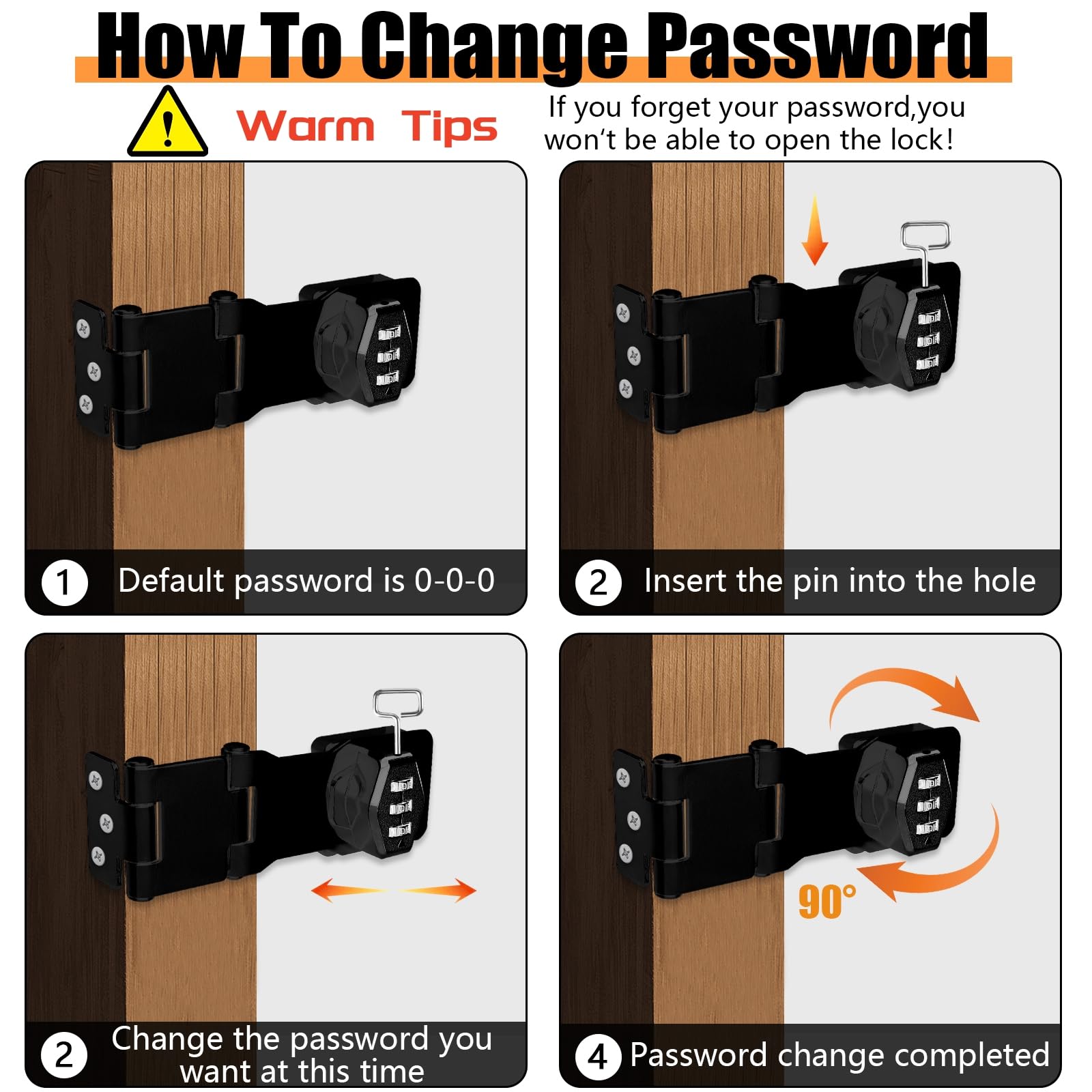 Snapklik.com : Double Hinge Cabinet Password Hasp Lock Zinc Alloy ...