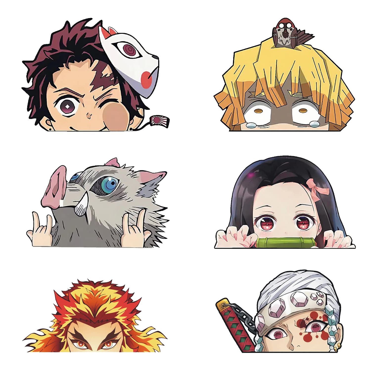 Buy 6 PCS Demon Slayer Sticker Pack,Demon Slayer Car Sticker and Car ...
