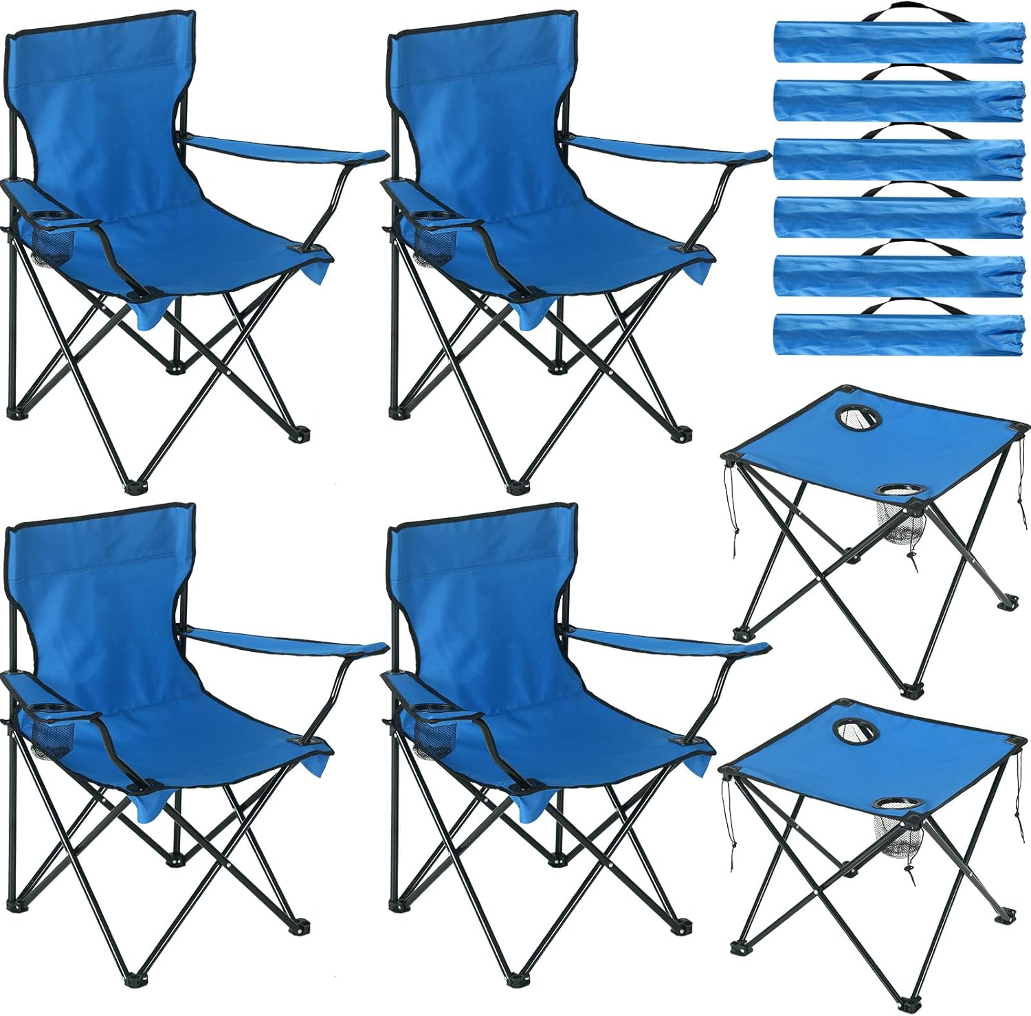 Amazon.com : FairySandy 6 Pcs Camping Chairs with Table Heavy Duty ...