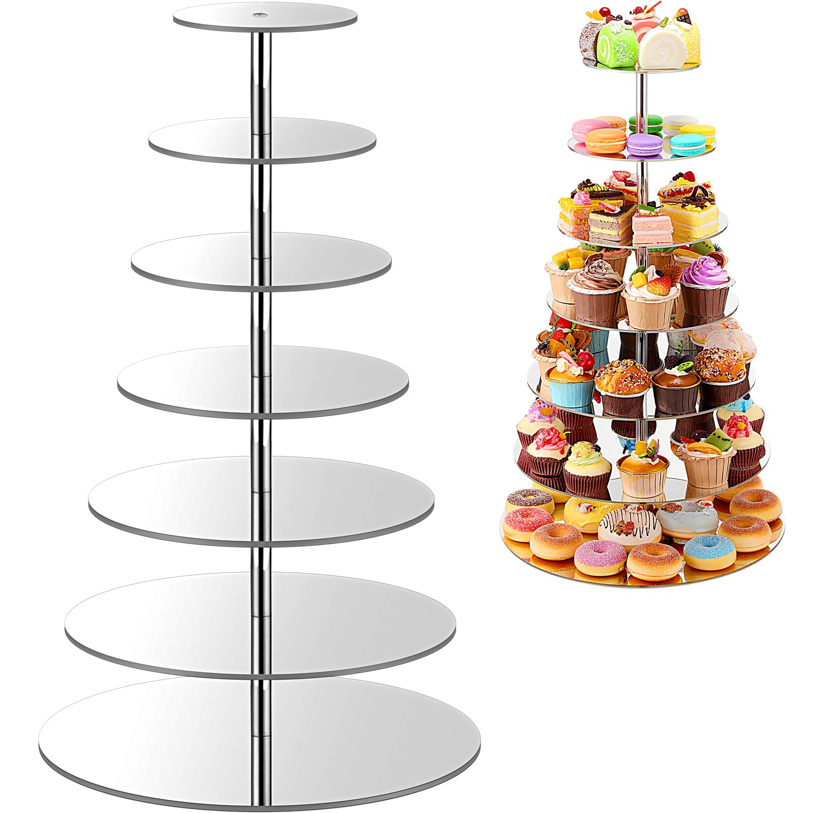 Snapklik.com : 7 Tier Round Cupcake Stand Silver Mirror Acrylic Cake ...