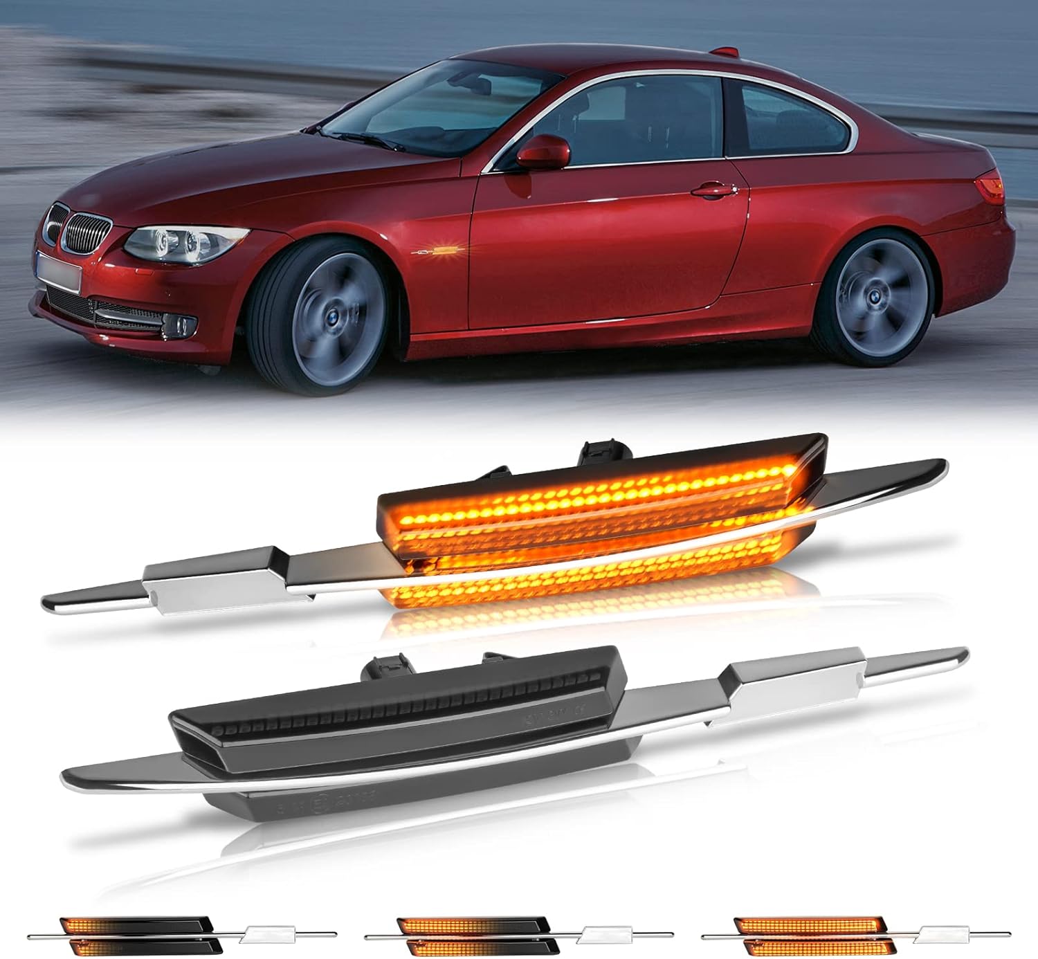 POPMOTORZ LED Dynamic Side Indicator, 2Pcs LED Side Marker SMD 2835 LED Chip Turn Signal Light ...