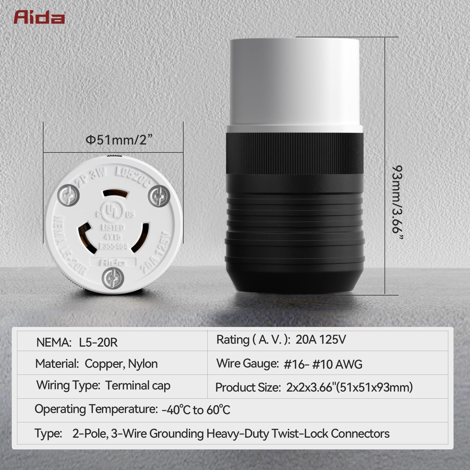 Snapklik.com : NEMA L5-20R Locking Connector, Twist Generator Female ...