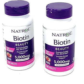 Amazon.com: Natrol Biotin BEAUTY 5,000 mcg, 250 Fast Dissolve Tablets ...