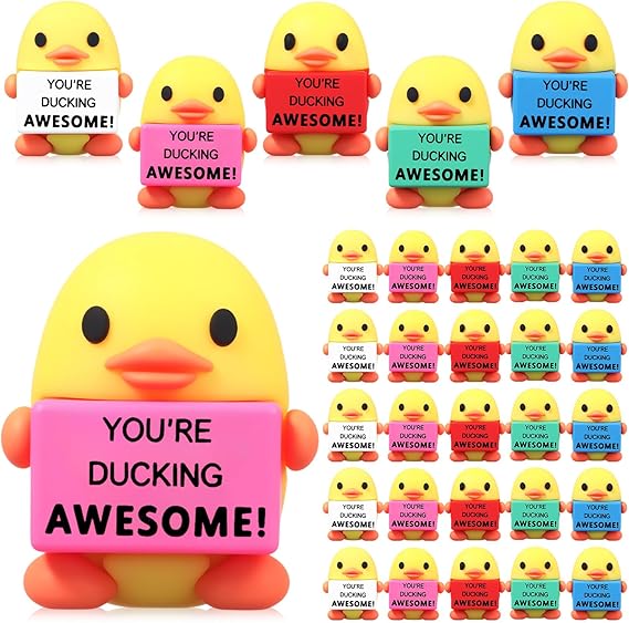 Amazon.com: Gejoy 25 Pcs Mini Rubber Duck Toys Gifts Mini Colorful ...