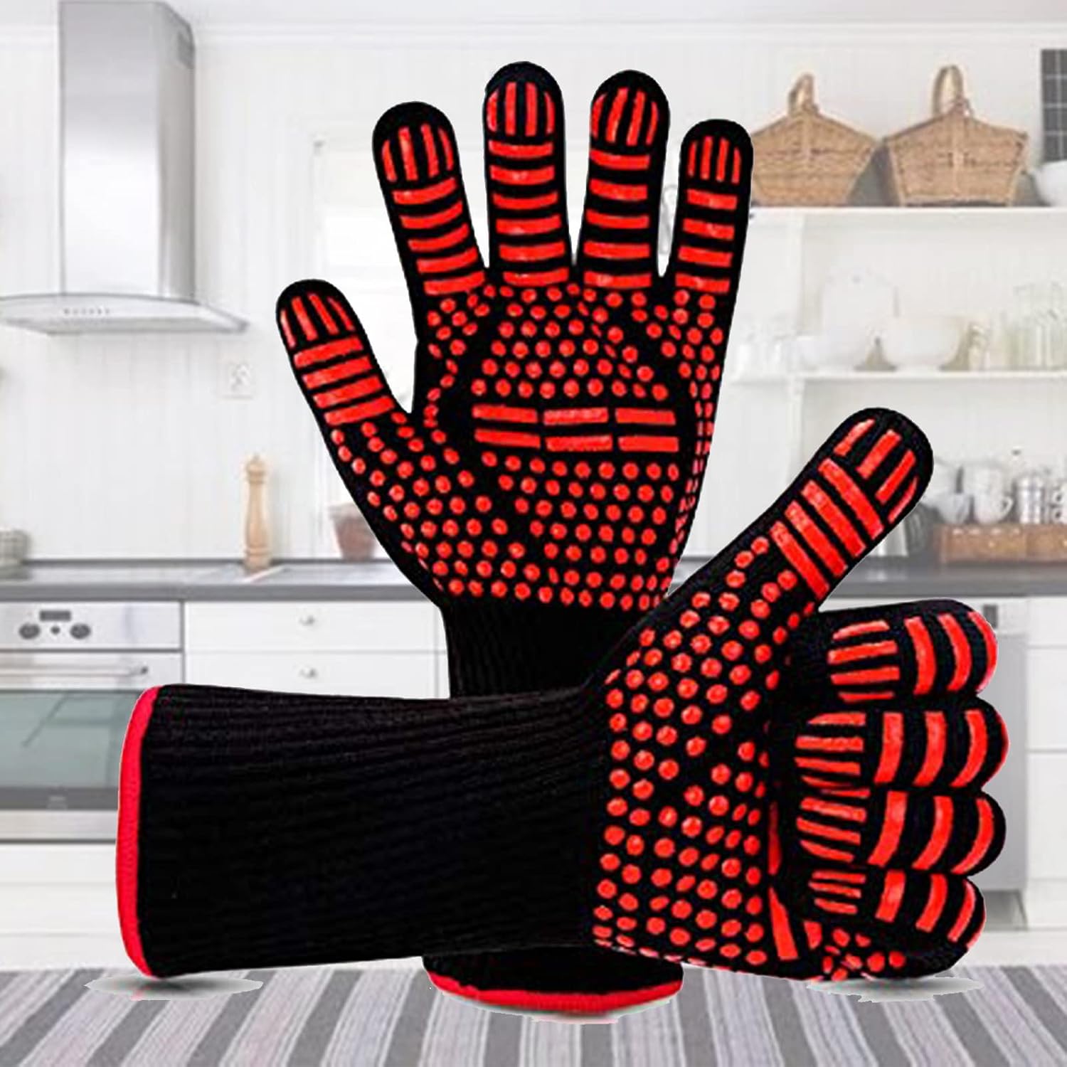 Amazon.com: Hogarest Heat Resistant BBQ Gloves, Non-Slip Silicone Oven ...