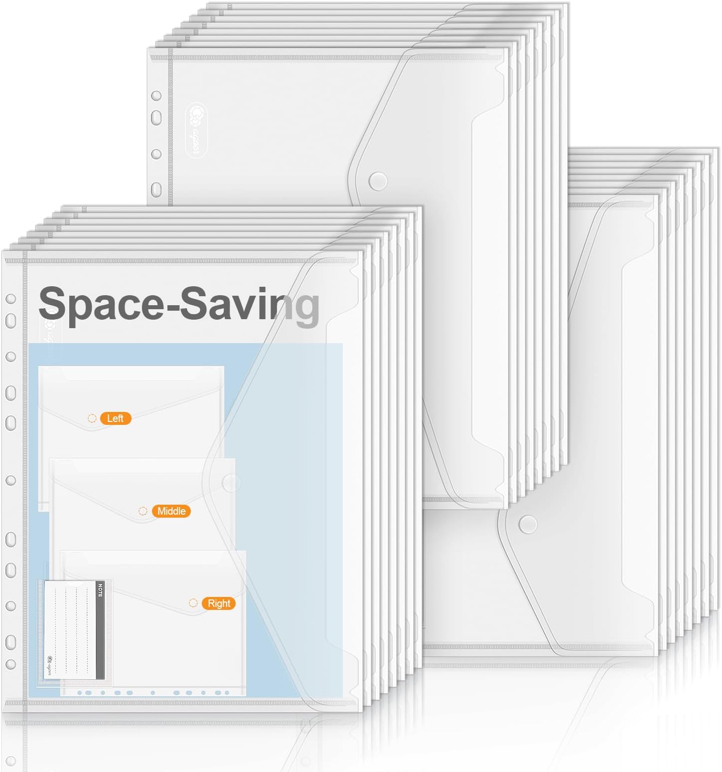 Agoer Punched Pockets Plastic Folders A4,24 pcs Plastic Wallets A4 with ...