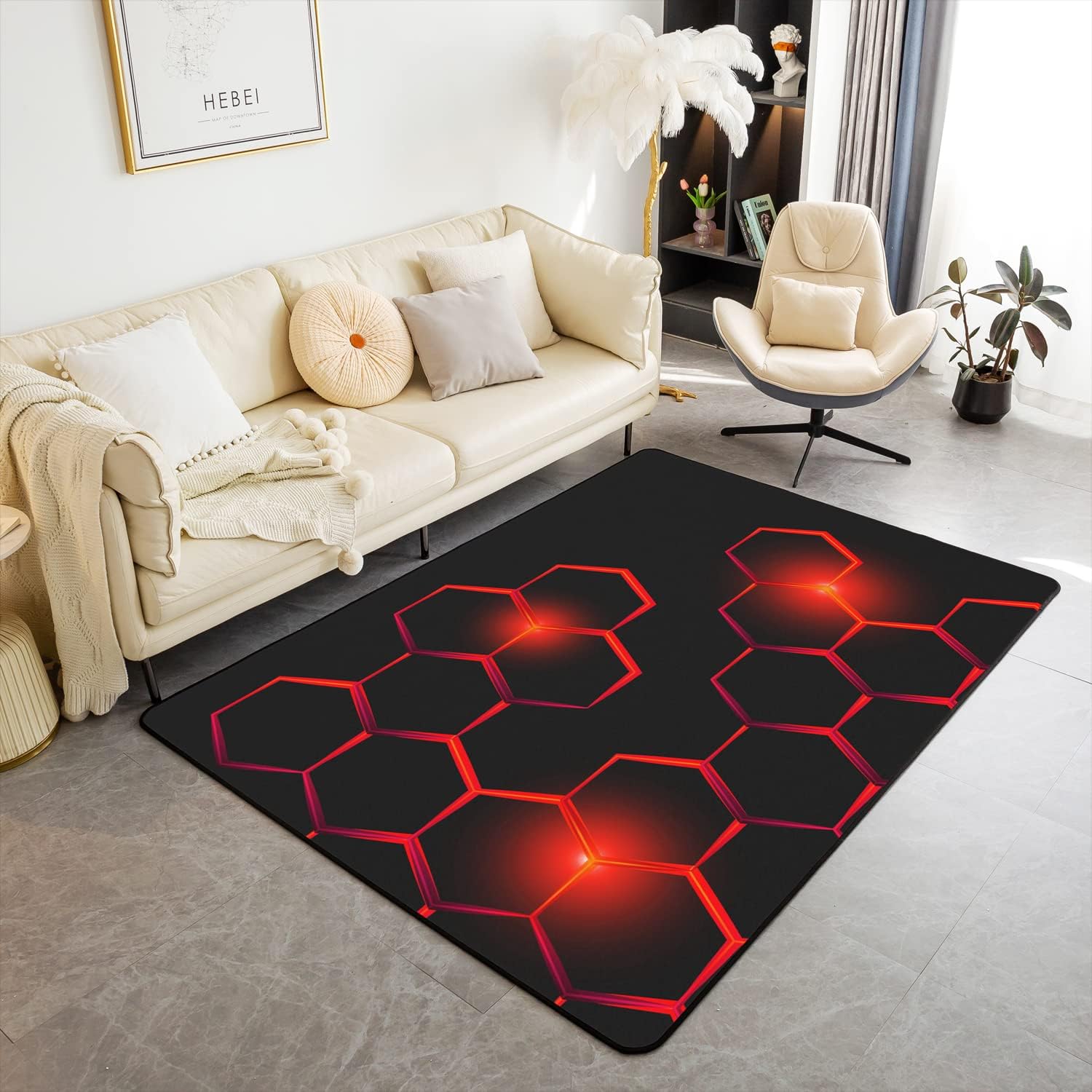 Amazon.com: jejeloiu Honeycomb Rugs for Living Room Bedroom Modern ...