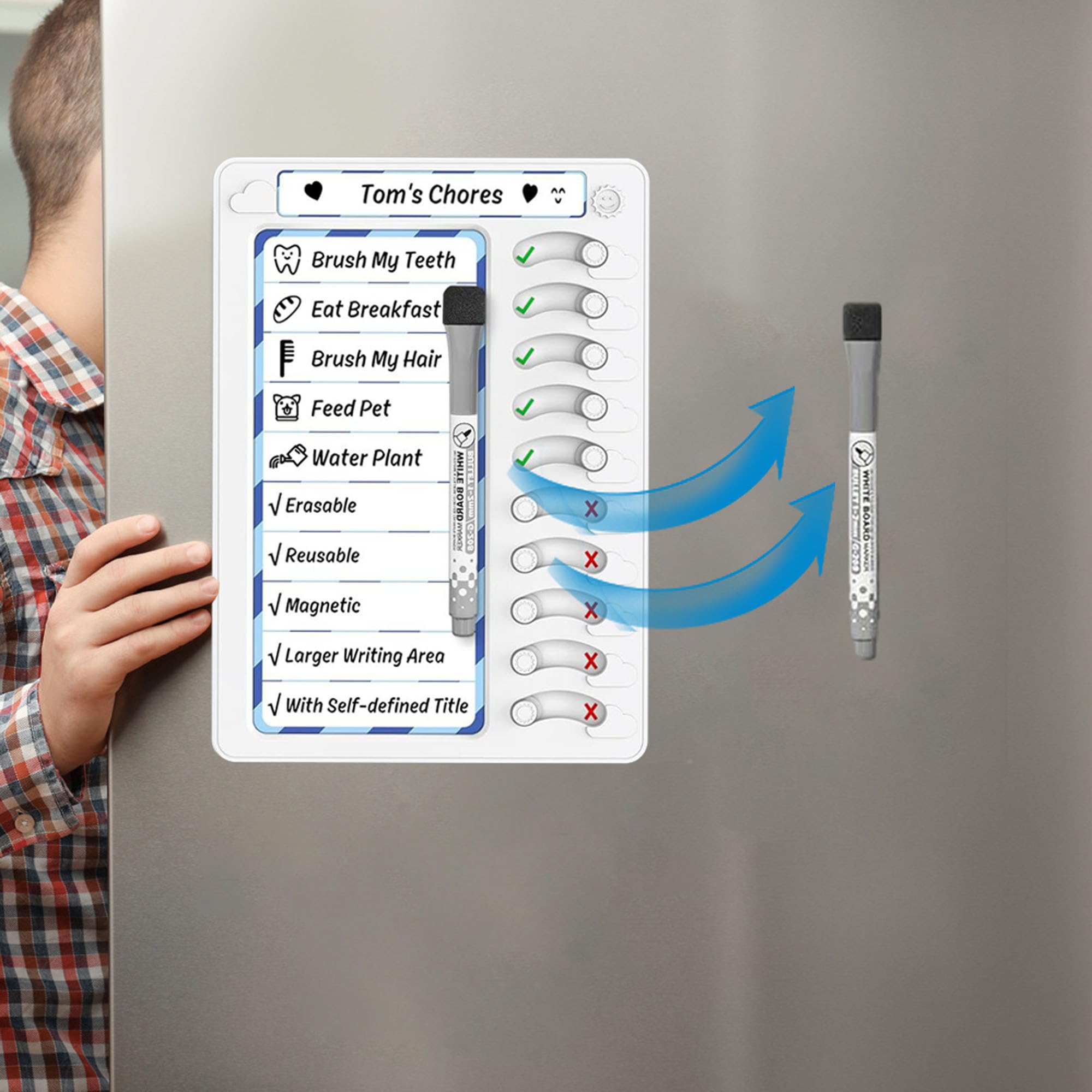 Snapklik.com : Whiteboard Chore Chart, Checklist Board, Reusable to-Do ...