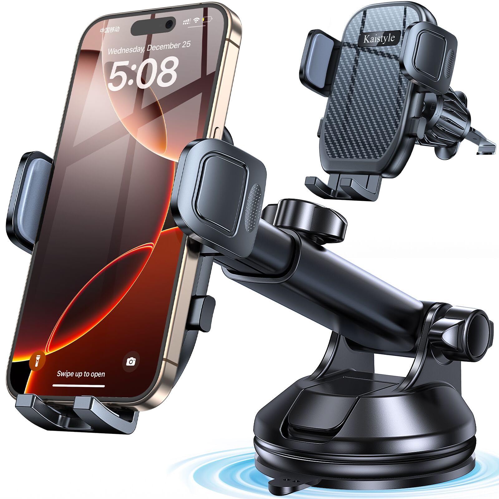 Car Phone Holder Mount【Windshield + Dash + Vent】 Phone Holder for Car ...