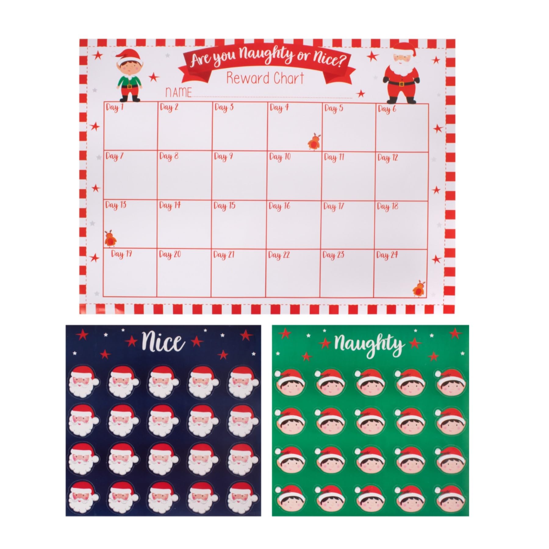 Children's Naughty or Nice Reward Chart & 40 Stickers - Christmas ...