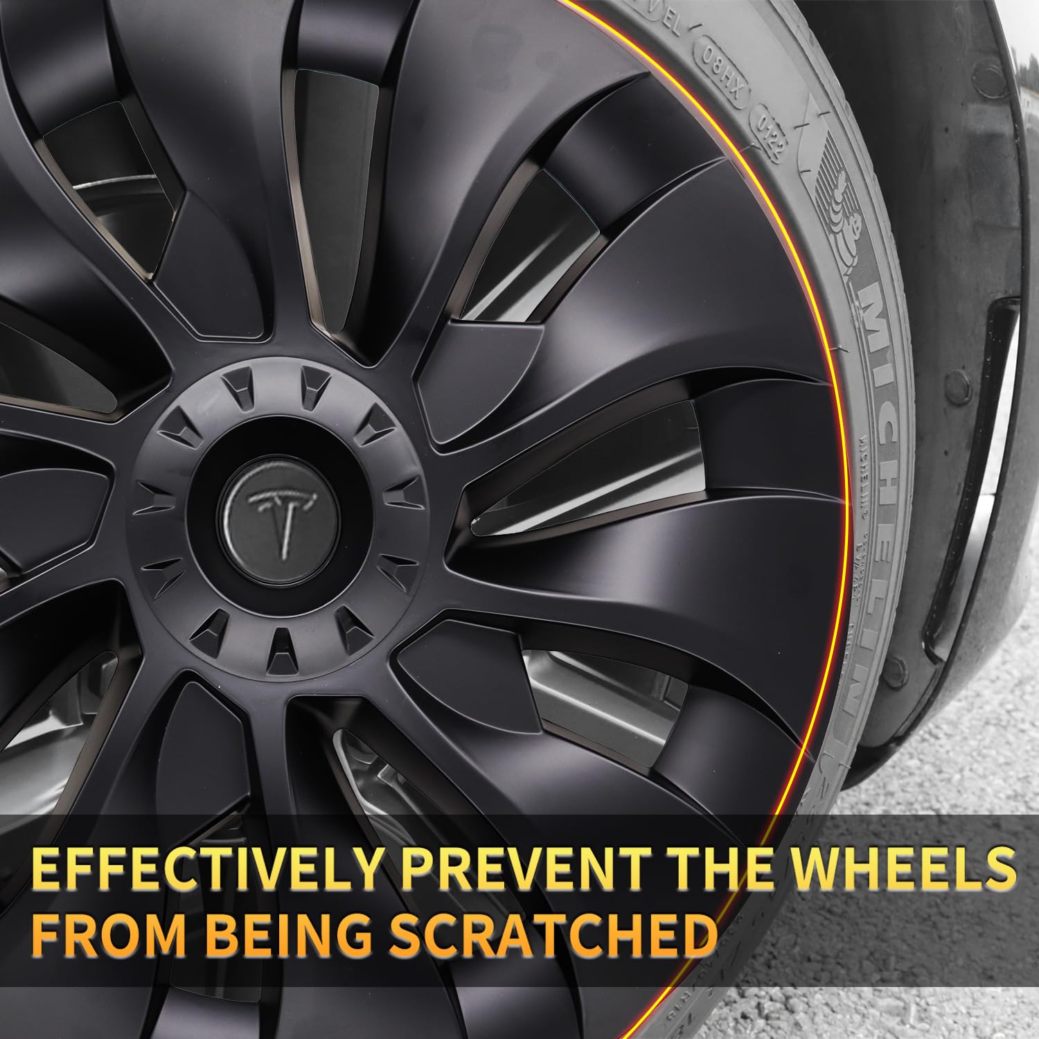 Snapklik.com : Tesla Model 3 Wheel Cover 4pcs, Uberturbine Matte Black ...