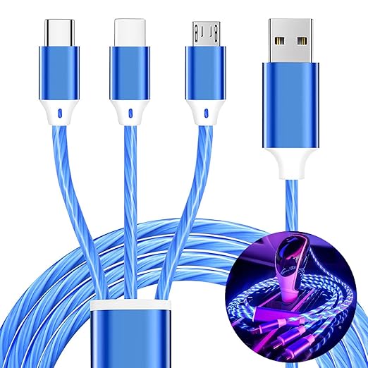 Amazon.com: TISTIPPL 3 in 1 Light up Charging Cable,Multi LED Charging ...