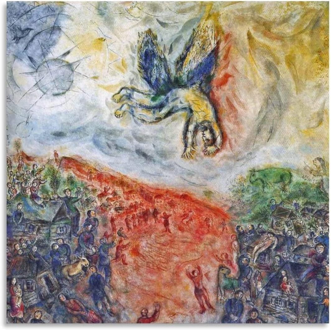 Amazon.co.jp: マルク・シャガールのポスターと版画《イカロスの墜落》キャンバス ウォールアート マルク・シャガール絵画 マルク ...