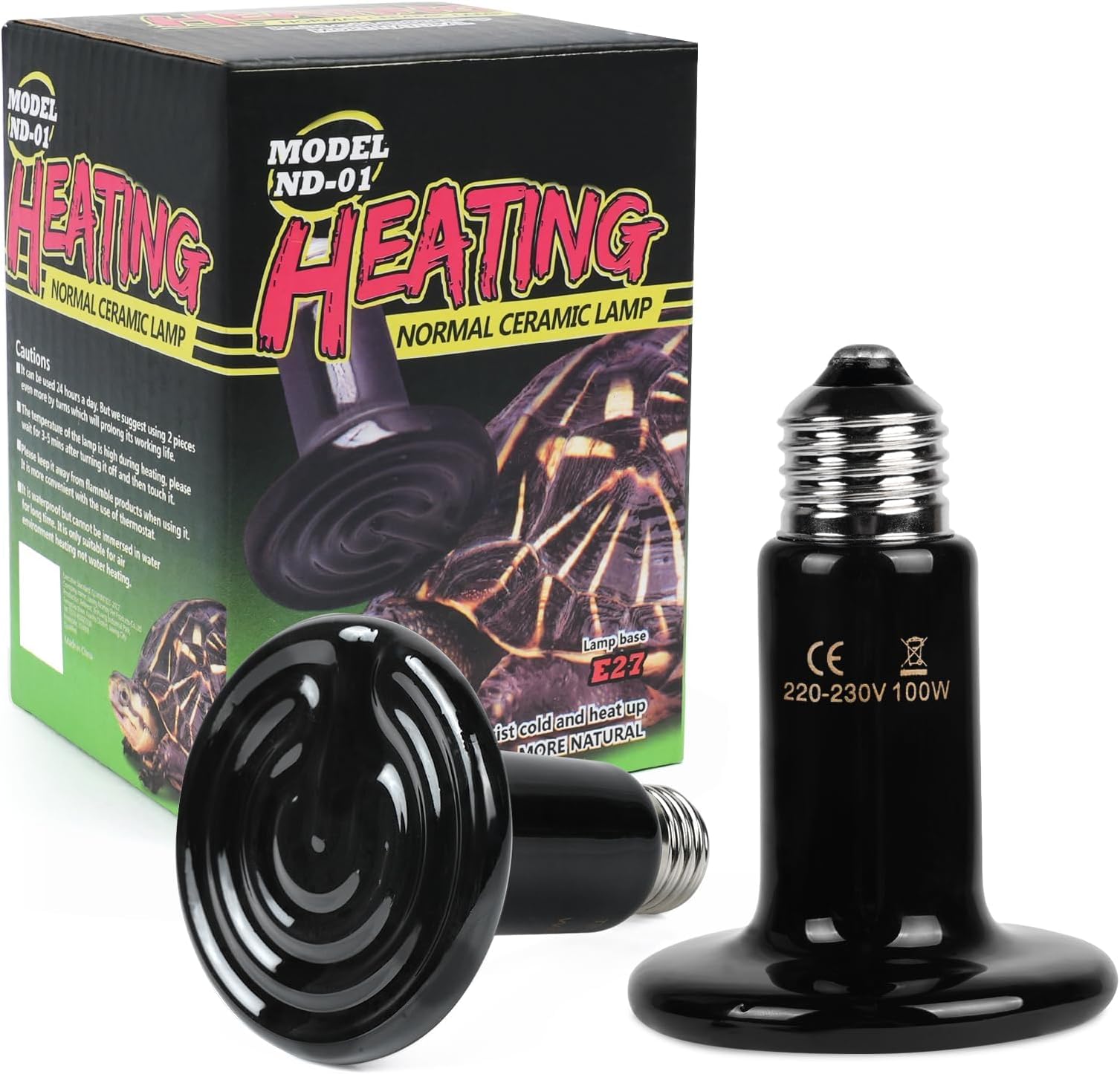 Adiwo Tortoise Heat Lamp, 2 Pack 100W Ceramic Heat Emitter, E27 Reptile ...