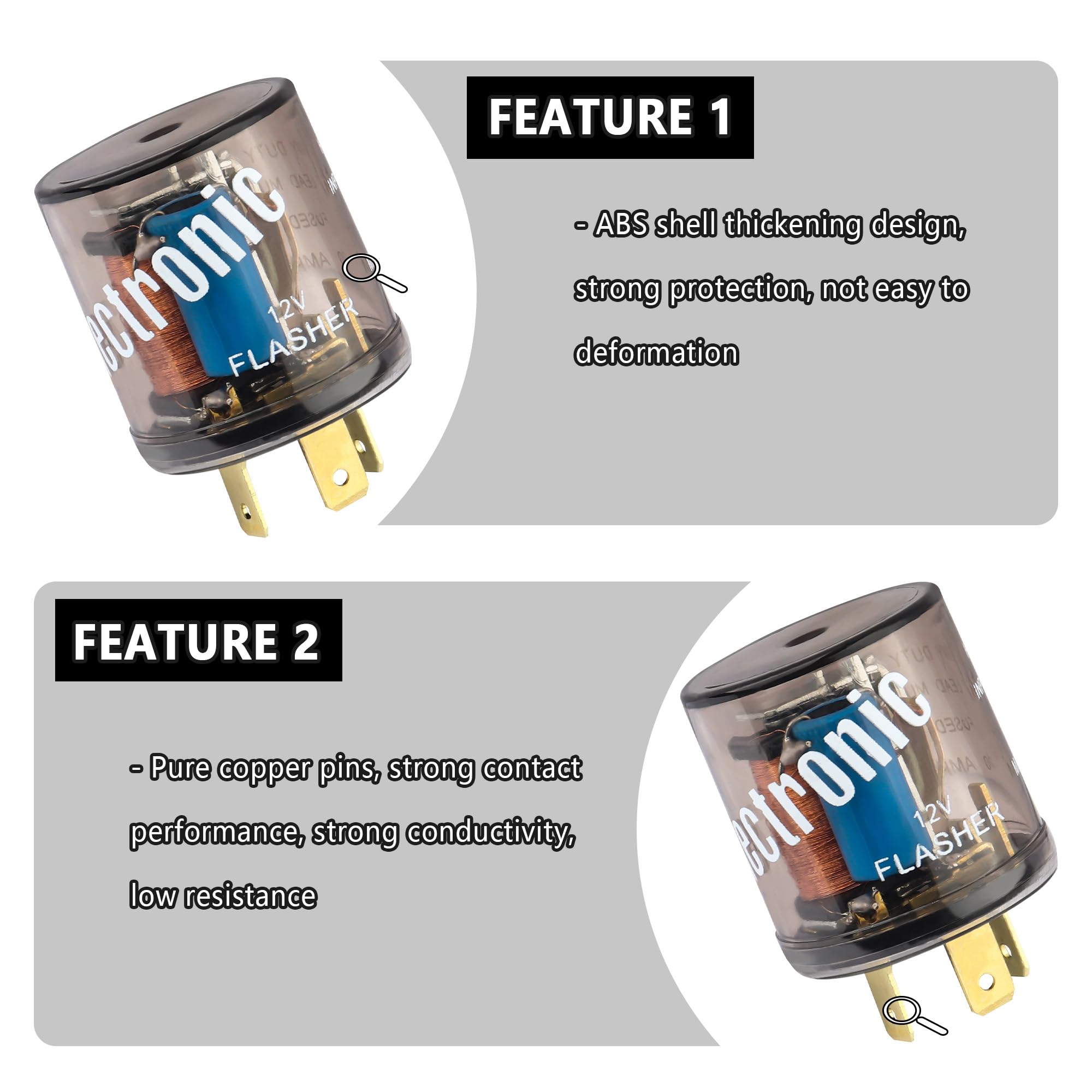 Snapklik.com : 2PCS 12V Flasher Relay,Heavy Duty 3-Pin Turn Signal ...