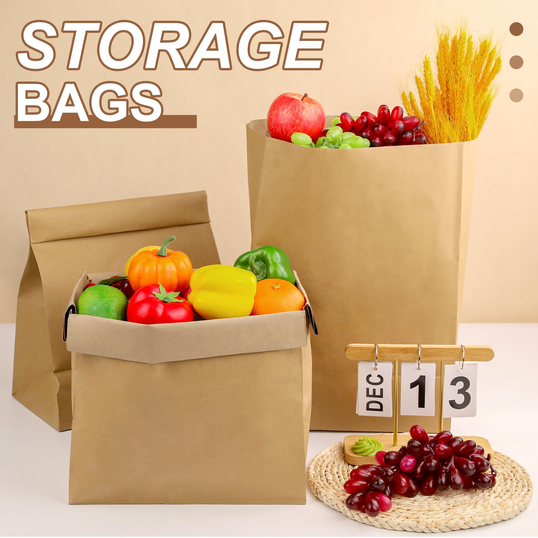 Snapklik.com : 12x7x17 Inch Paper Grocery Bags, 125 Pack Large Brown ...